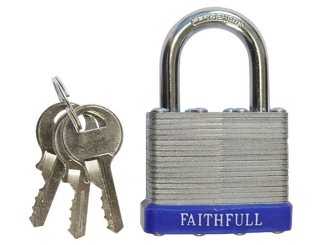 FAITHFULL 50mm Laminated Steel Padlock - Sky Blue Fixings - Fixings ...